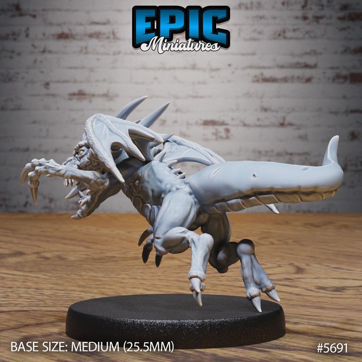 3D Printable Abyss Drake Portal / Dragon Demonic Creature / Flying Dragonborn Demon / Evil Beast ...